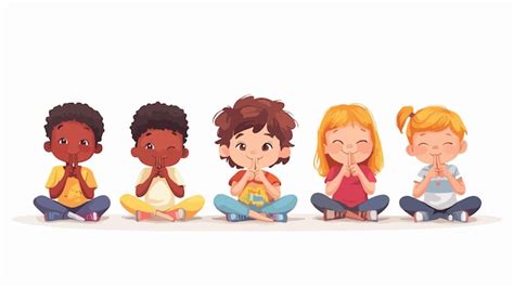 Meninos e meninas multirraciais fazem gestos de silêncio com os dedos nos lábios vetor Premium