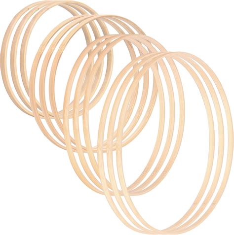 Queta Wood Bamboo Floral Hoop Wreath Macrame Craft Hoop Rings 12 Pieces