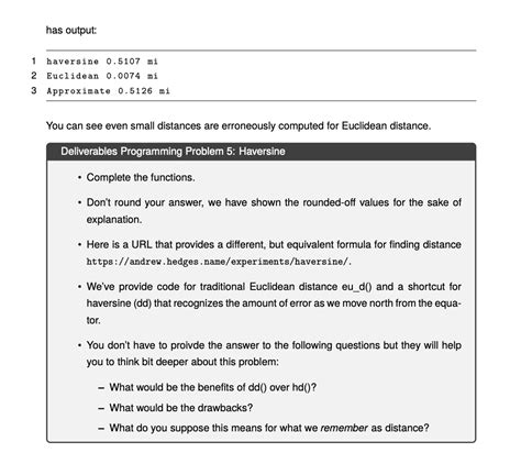Solved Problem 5 Haversine Distance Finding The Distance
