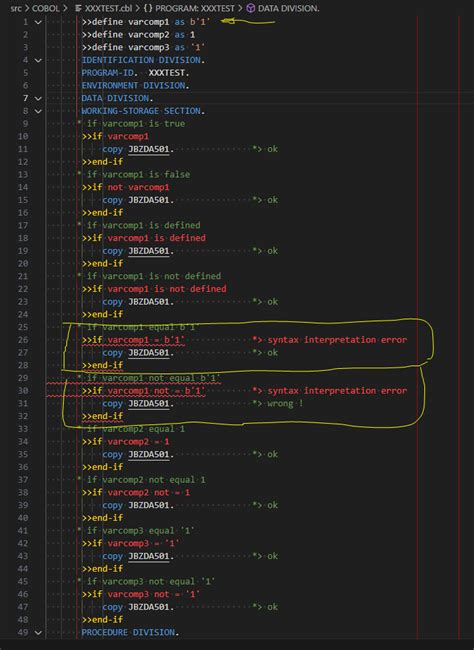 COBOL Error While Processing Boolean Compilation Variables Issue IBM Zopeneditor