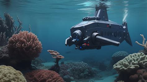 Download Underwater Robots Exploring Marine Exploration Royalty Free