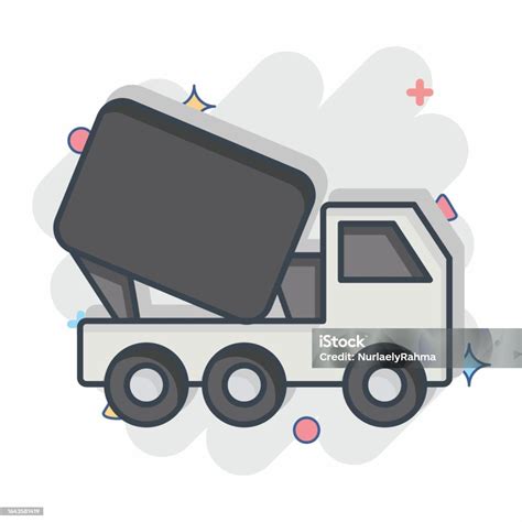 아이콘 트럭 믹서 건축 자재 기호와 관련이 있습니다 만화 스타일 심플한 디자인 편집 가능 간단한 그림 개선에 대한 스톡 벡터