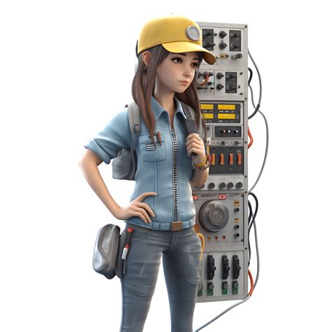 Intelligent And Talented 3d Engineer Women Smart And Ted Characters For Electronic
