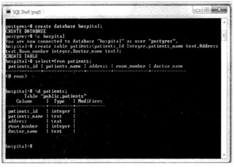 Create A Database Using Postgres Sql Named Hospital Sarthaks