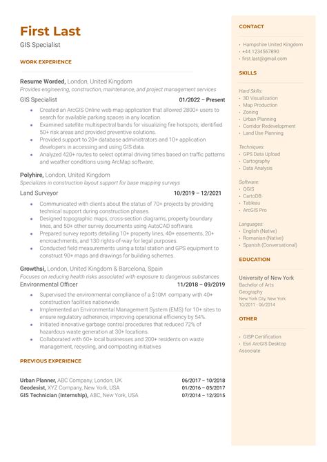 Gis Specialist Resume Examples For 2025 Resume Worded