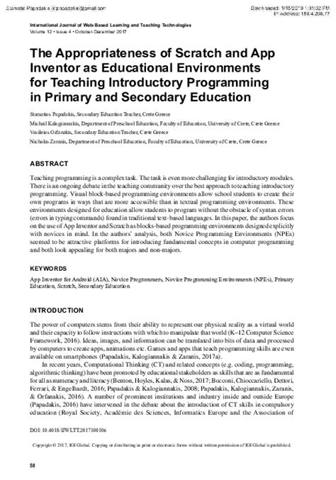 pdf the appropriateness of scratch and app inventor as educational