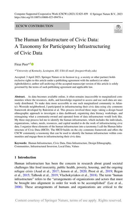 The Human Infrastructure Of Civic Data A Taxonomy For Participatory Infrastructuring Of Civic Data