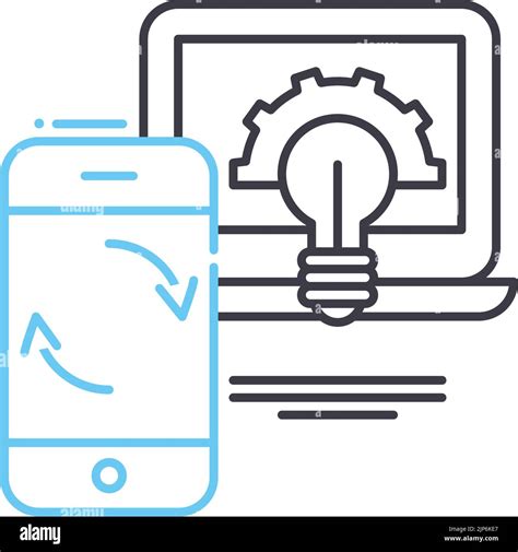 Cross Platform Testing Line Icon Outline Symbol Vector Illustration Concept Sign Stock Vector