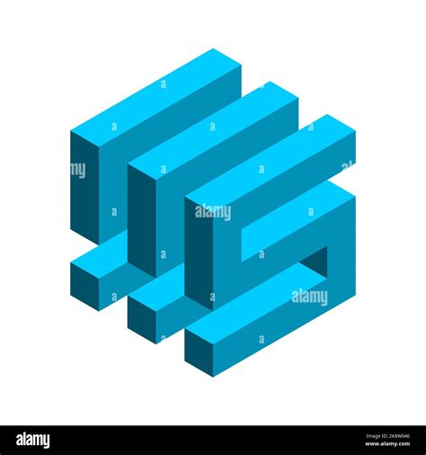 Triple S Cube Logo 3d Letter S Cube Blue Geometric Hexagon Shape Electronics Industry Concept