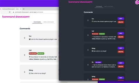 command showcaserrr showcase your commands for your viewers