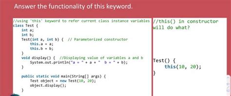 Solved Answer The Functionality Of This Keyword