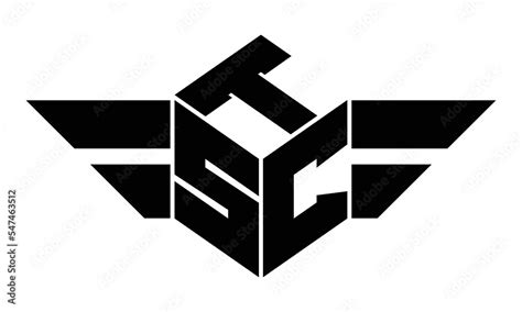 tsc three letter gaming logo in polygon cube shape logo design vector