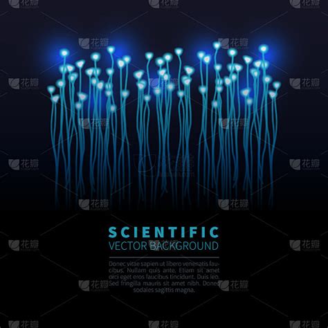 神经元系统模型。末端有发光神经元的神经束。神经系统和神经系统疾病的矢量图解。