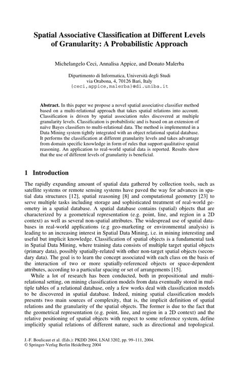 Pdf Spatial Associative Classification At Different Levels Of