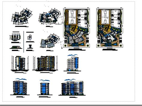 Plano Arquitectónico De Edificio De Departamentos En Dwg 1 84 Mb