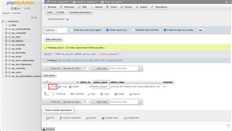 how to disable wordpress plugins in phpmyadmin ipserverone