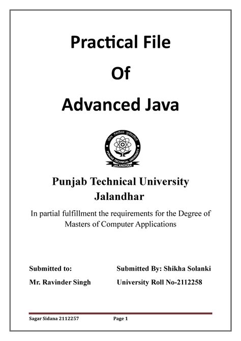 Sagar Sidana 2112257 Java Practical File Of Advanced Java Punjab