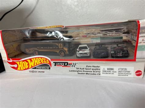 Hot Wheels Premium 4 Pack Box Set Track Day Euro Hauler Audi