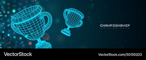 Champion Cup Banner Meshgrid Winner Goblet Vector Image