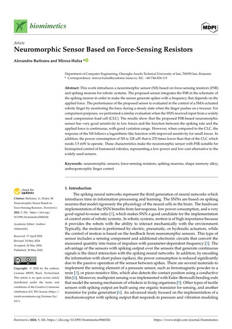 Pdf Neuromorphic Sensor Based On Force Sensing Resistors