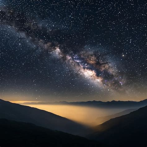 밤에는 산 위에 있는 은하계 Ai 생성 이미지