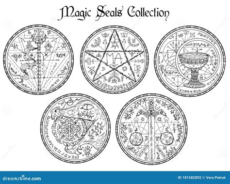 Fantasy Tattoo Set. Set Of Labels And Elements. Vector Set Illustration ...
