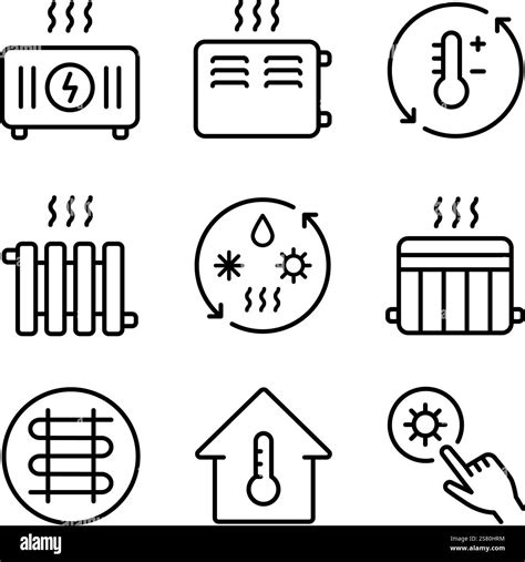 Hvac Line Icons Set Home Heating Icon Collection Perfect For Logos