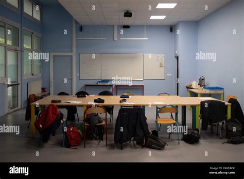 A Empty Class Room At The Secondary School Jules Ferry In Joinville Le