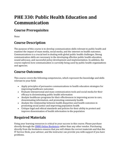Phe 330 Syllabus Phe 330 Public Health Education And Communication Course Prerequisites None Phe 330 Syllabus Phe 330 Public Health Education And Communication Course Prerequisites None