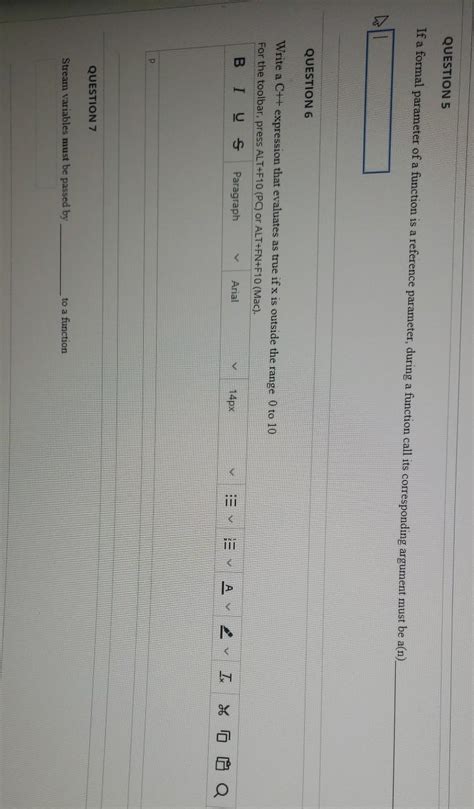 Solved Question 5 If A Formal Parameter Of A Function Is A