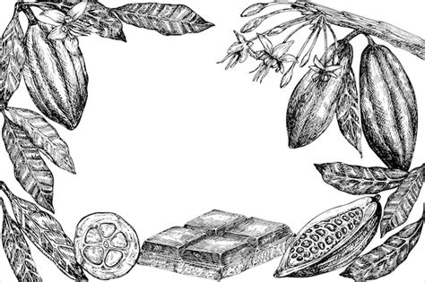 Premium Vector Frame With Cocoa Fruit And Chocolate Graphic Vector Illustration Hand Drawn