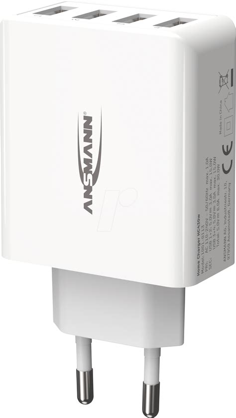 ANS 1001-0113: USB charger HC430, 30 W, 5 V, 3000 mA, 4 ports, white at ...