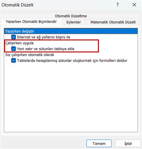 Excel Tablomda Yeni Satırları Otomatik Olarak Algılamıyor ÇÖzÜm
