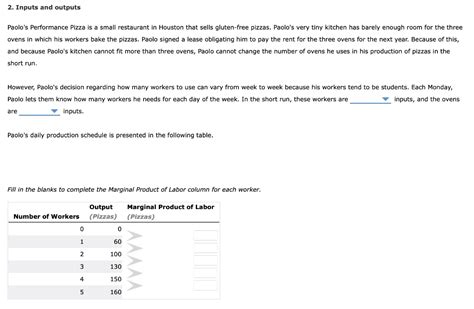 solved 2 inputs and outputs paolo s performance pizza is a
