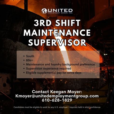 Foundry Maintenance Supervisor 3rdshift Southus United