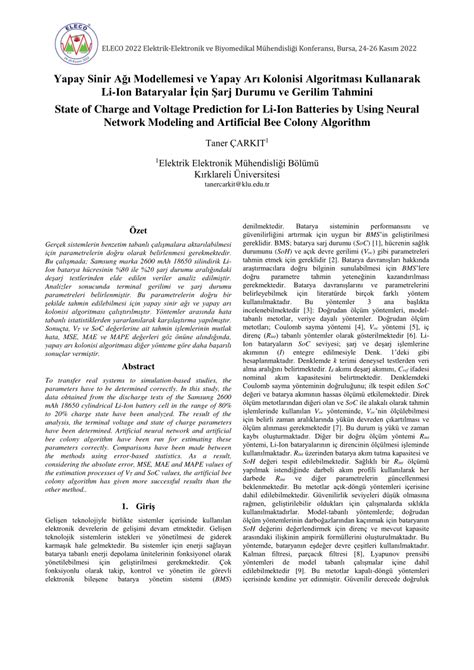 Pdf State Of Charge And Voltage Prediction For Li Ion Batteries By