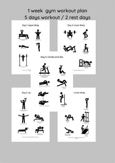 Week Gym Workout Plan Printable Digital Pdf 1 Week Workout Plan5 Days