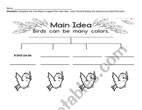 Tree Map Colors Of Birds Esl Worksheet By Kroby23
