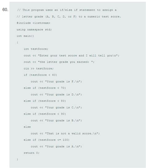 Solved 60 This Program Uses An If Else If Statement To Chegg Com