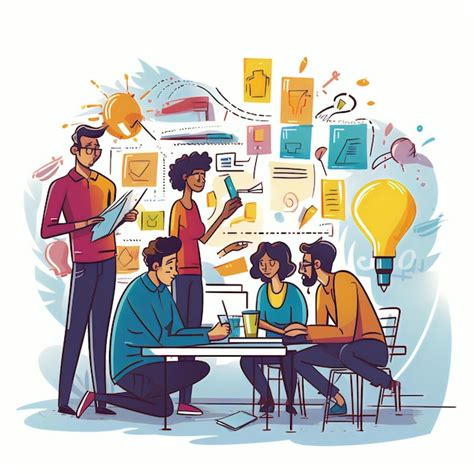 team brainstorming in vector graphic premium ai generated image