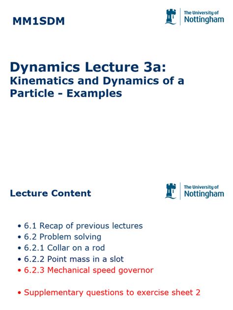 Dynamics Lecture 3a Examples Of Kinematics And Dynamics Pdf
