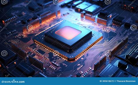 Futuristic Ai Robot Hologram Emerging From A Motherboards