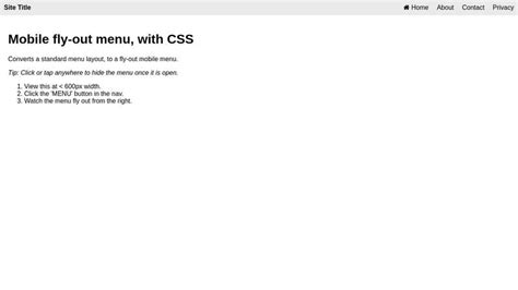 Mobile Fly Out Menu With Css