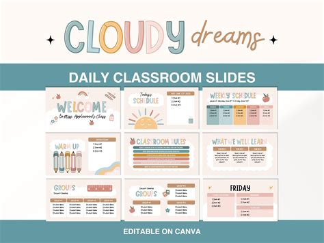 Editable Classroom Slides Template Canva Class Daily Slides Teaching Slides Back To School