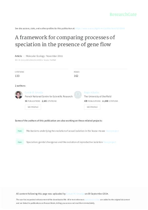 Pdf A Framework For Comparing Processes Of Speciation In The Presence