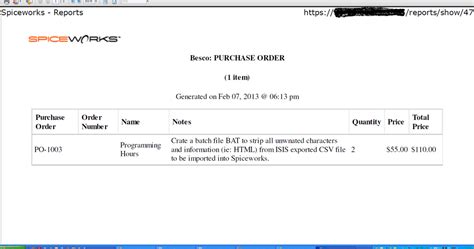 Is There A Way To Print A Purchase Order In Spiceworks 15 By Edp6155 Spiceworks Support