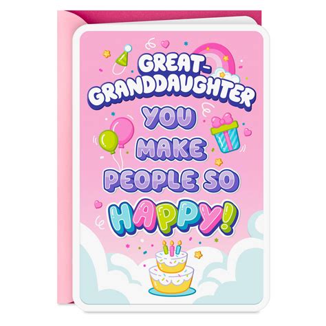 You Make People So Happy Birthday Card For Great Granddaughter