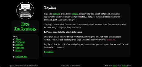 typing jekyll template jekyll themes