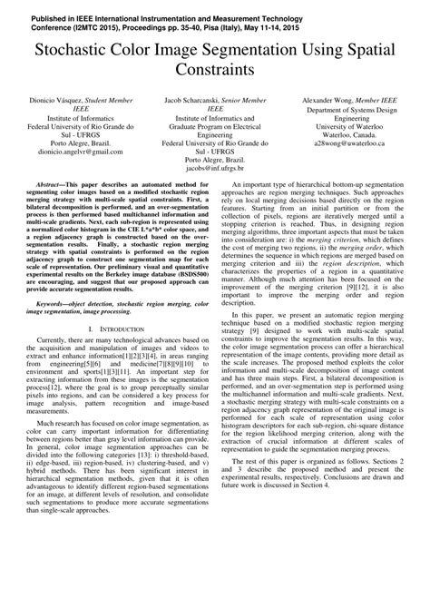 pdf stochastic color image segmentation using spatial constraints