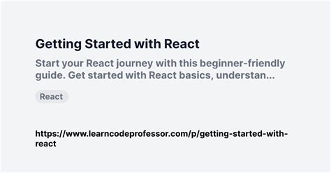 Getting Started With React Learncodeprofessor
